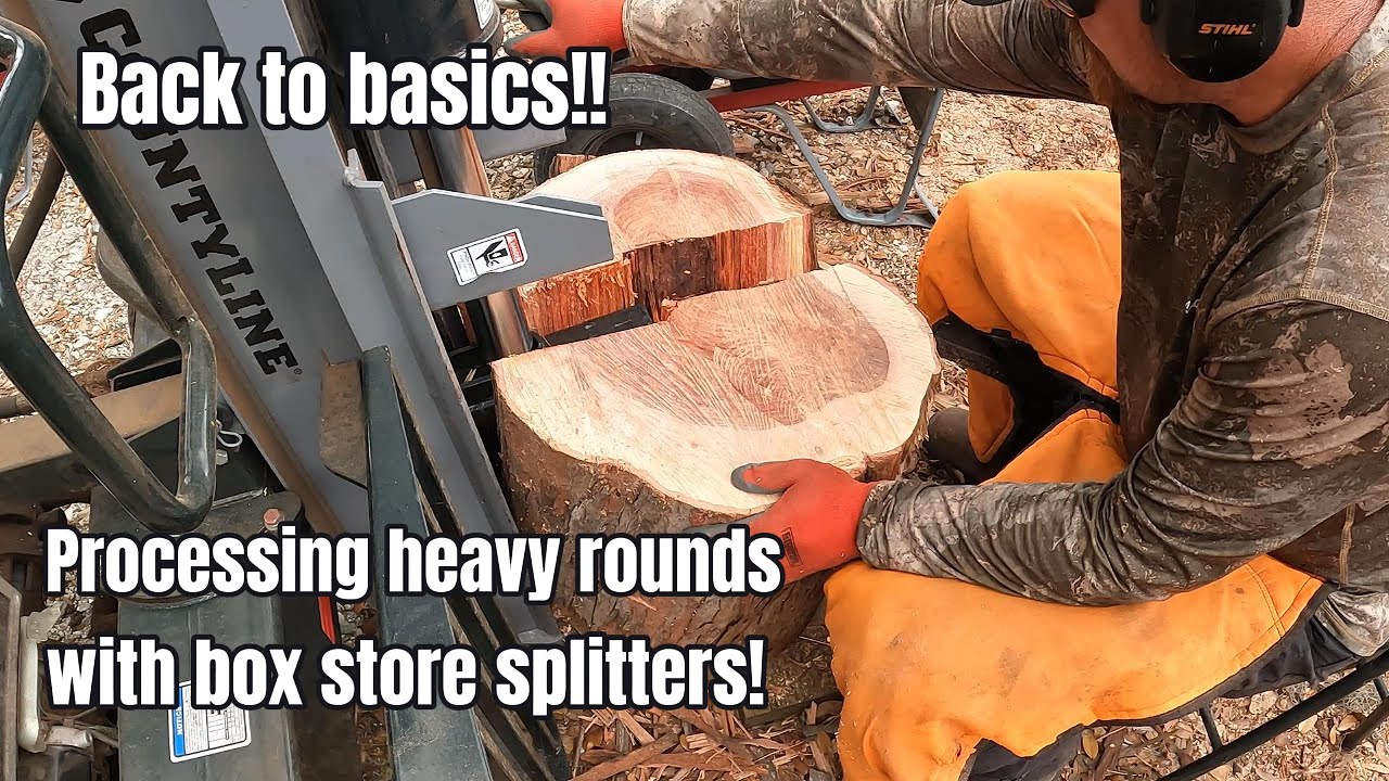 Splitting heavy Australian pine rounds with county line splitters ...