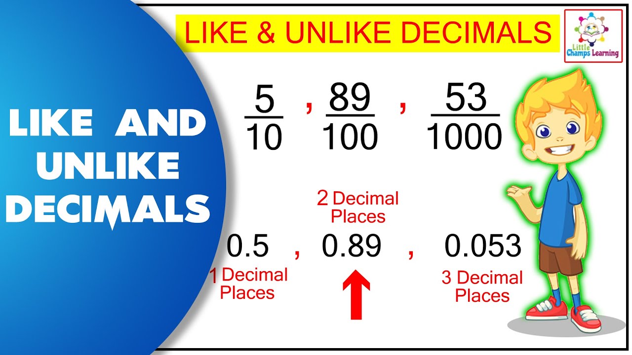 LIKE AND UNLIKE DECIMALS - YouTube