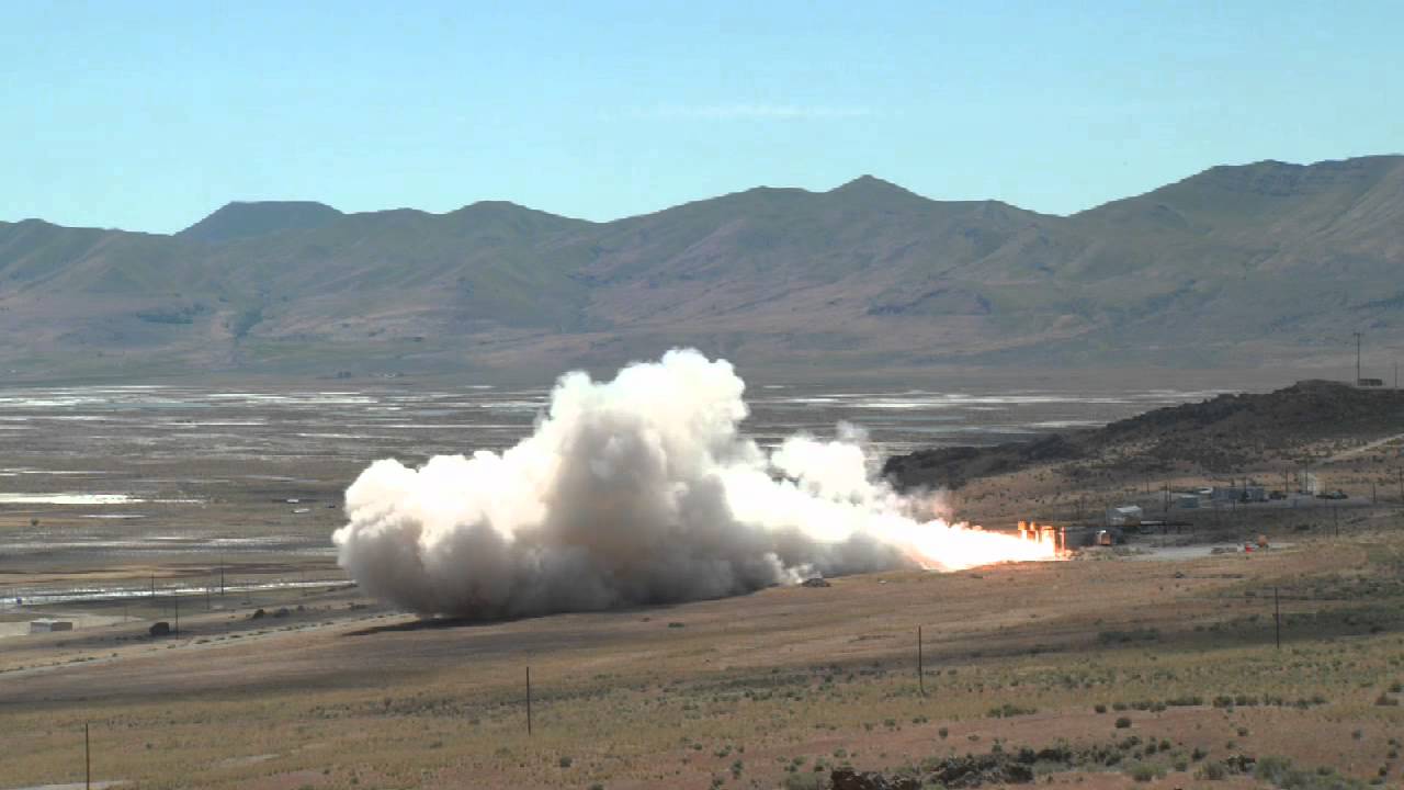 ATK test of GEM-60 solid rocket motor - YouTube
