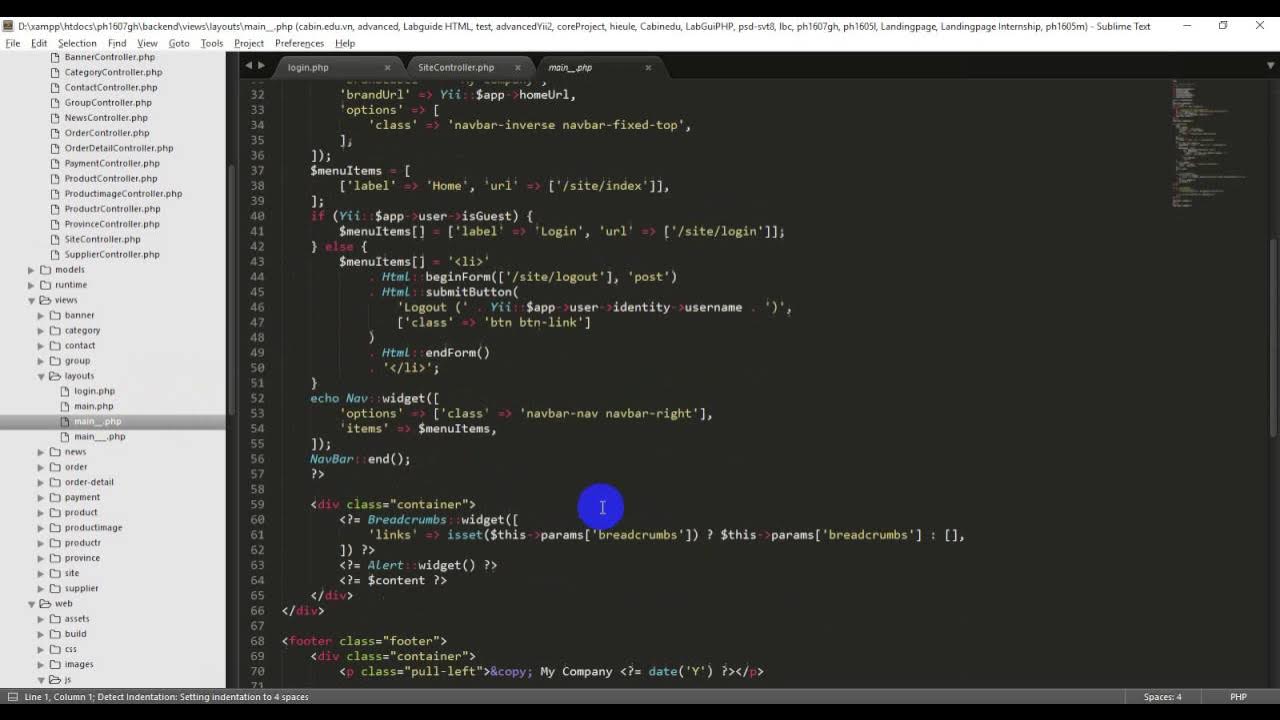 [Yii2 Framework] Change layout view - YouTube