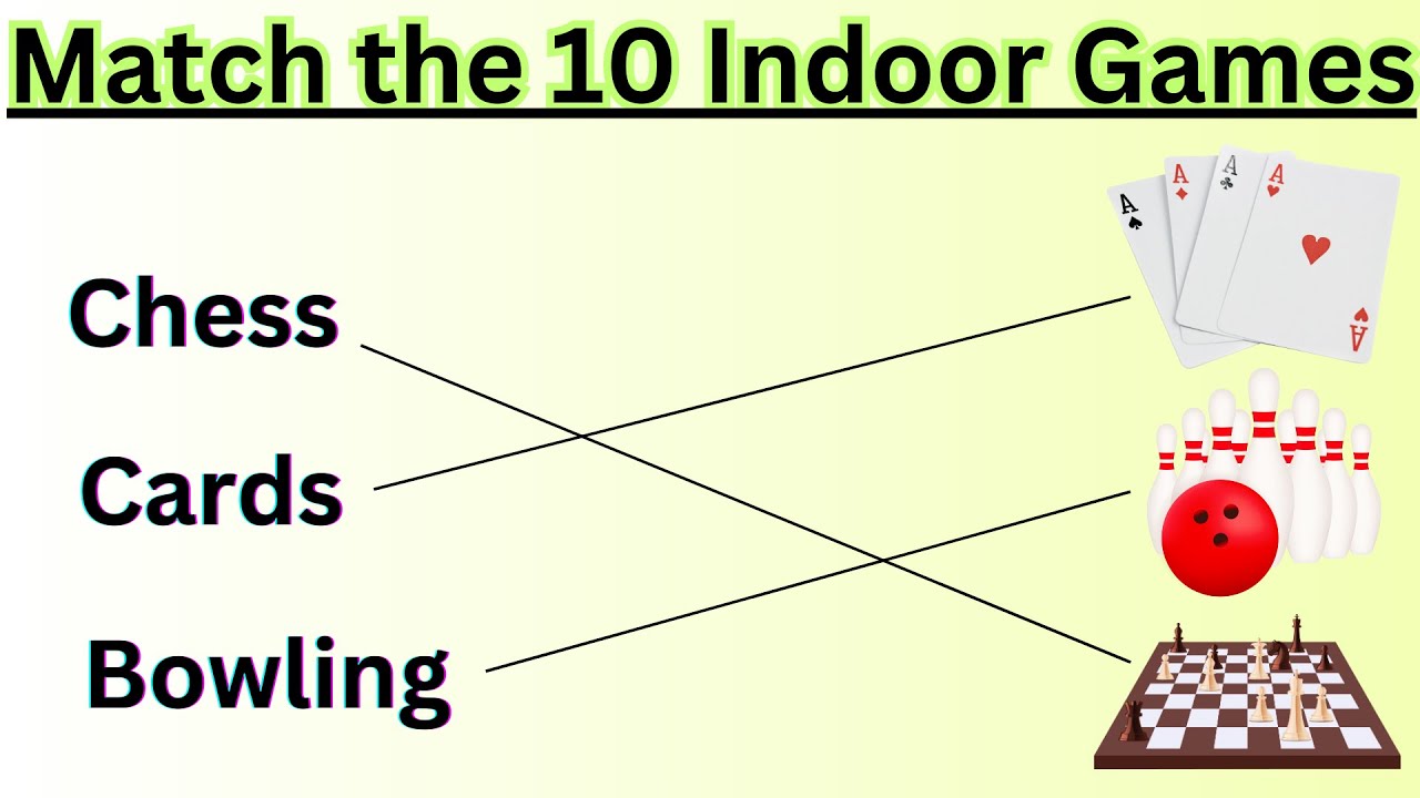 .Let's Learn Match the 10 Indoor Games | Matching 10 Indoor Games - YouTube