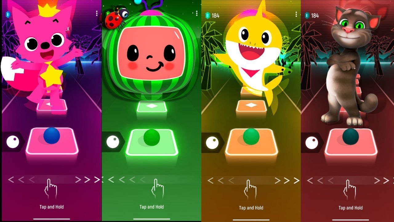 Pinkfong - Cocomelon - Baby Shark - Talking Tom - Tiles Hop - YouTube