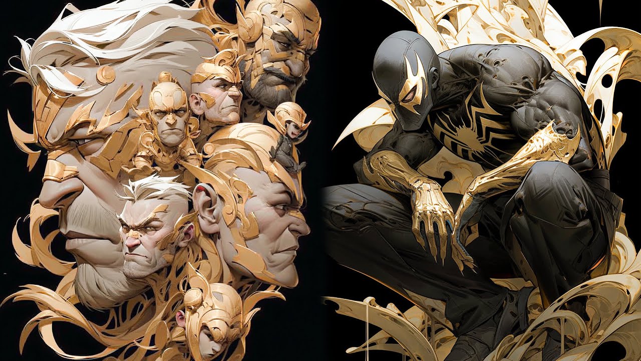 I asked AI to draw MARVEL in gold. AI ART. - YouTube