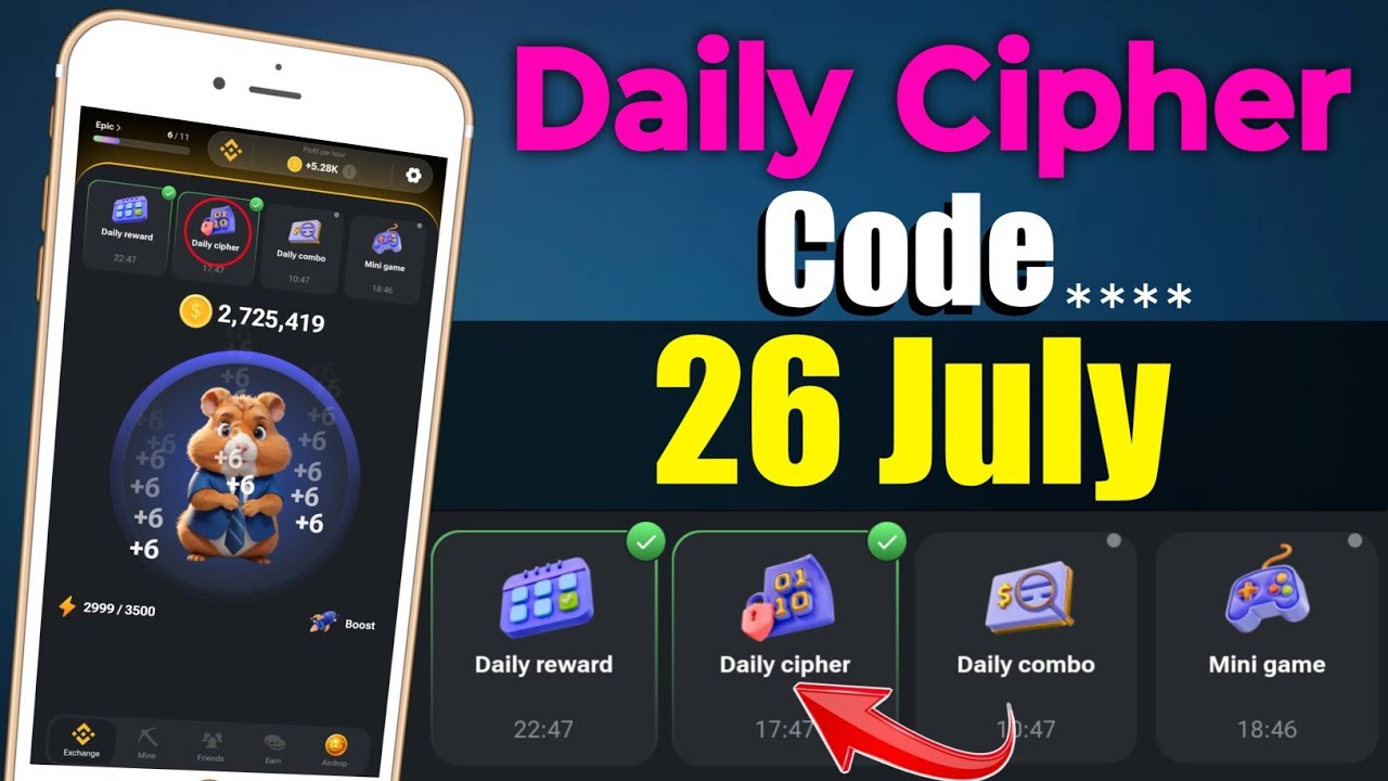 Hamster kombat daily cipher 26 july code / Hamster kombat daily cipher ...