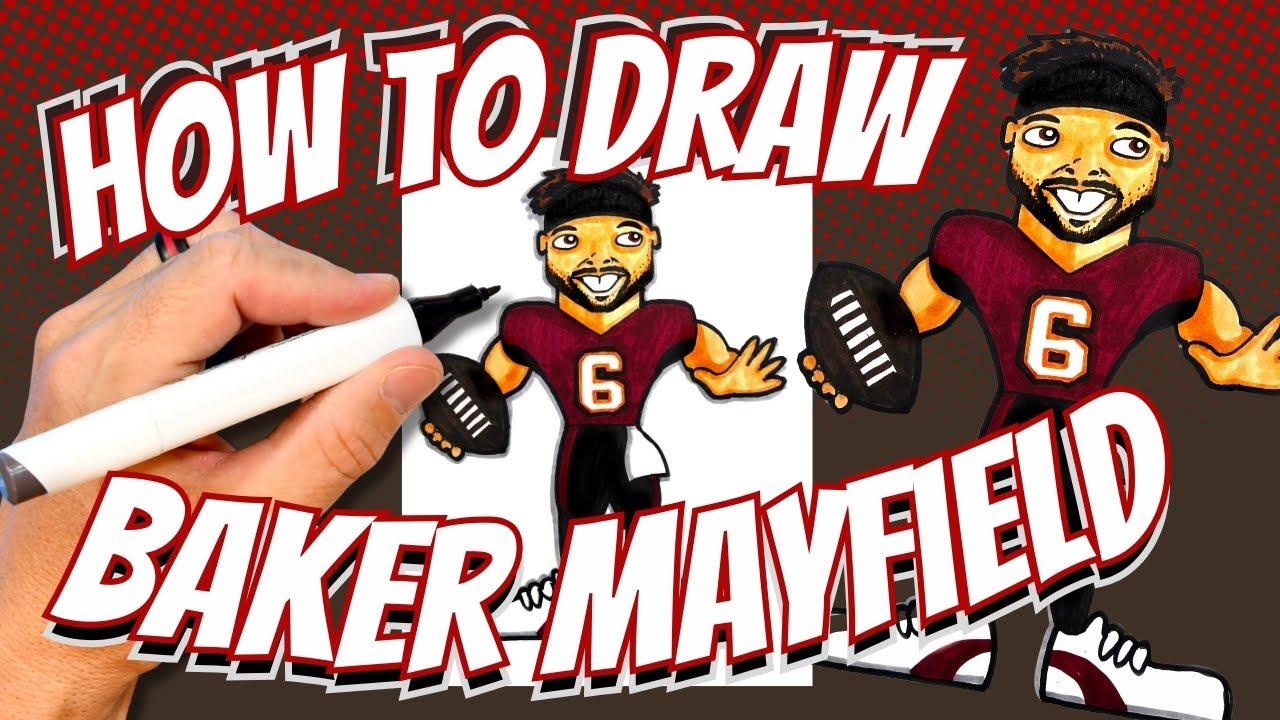 How to Draw Baker Mayfield for Kids - Tampa Bay Buccaneers NFL Football ...