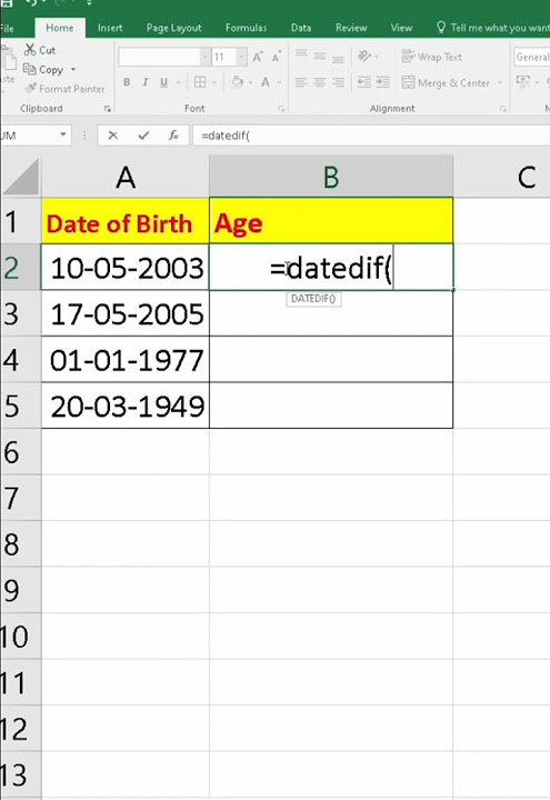 Advance excel trick - एक्सेल में age calculate करना सीखें l #excel # ...