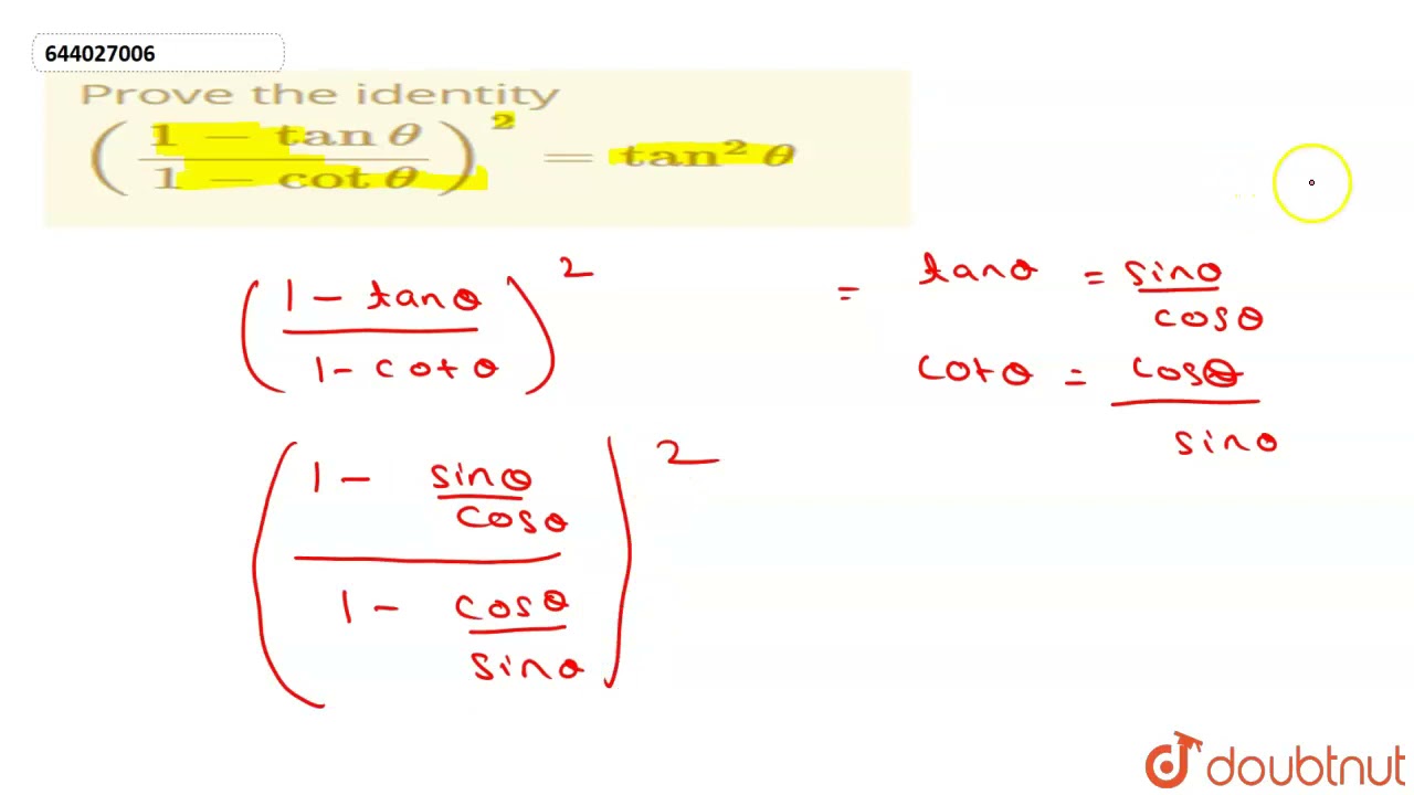 Prove The Identity 1 tan Theta 1 cot Theta 2 tan 2 theta 10