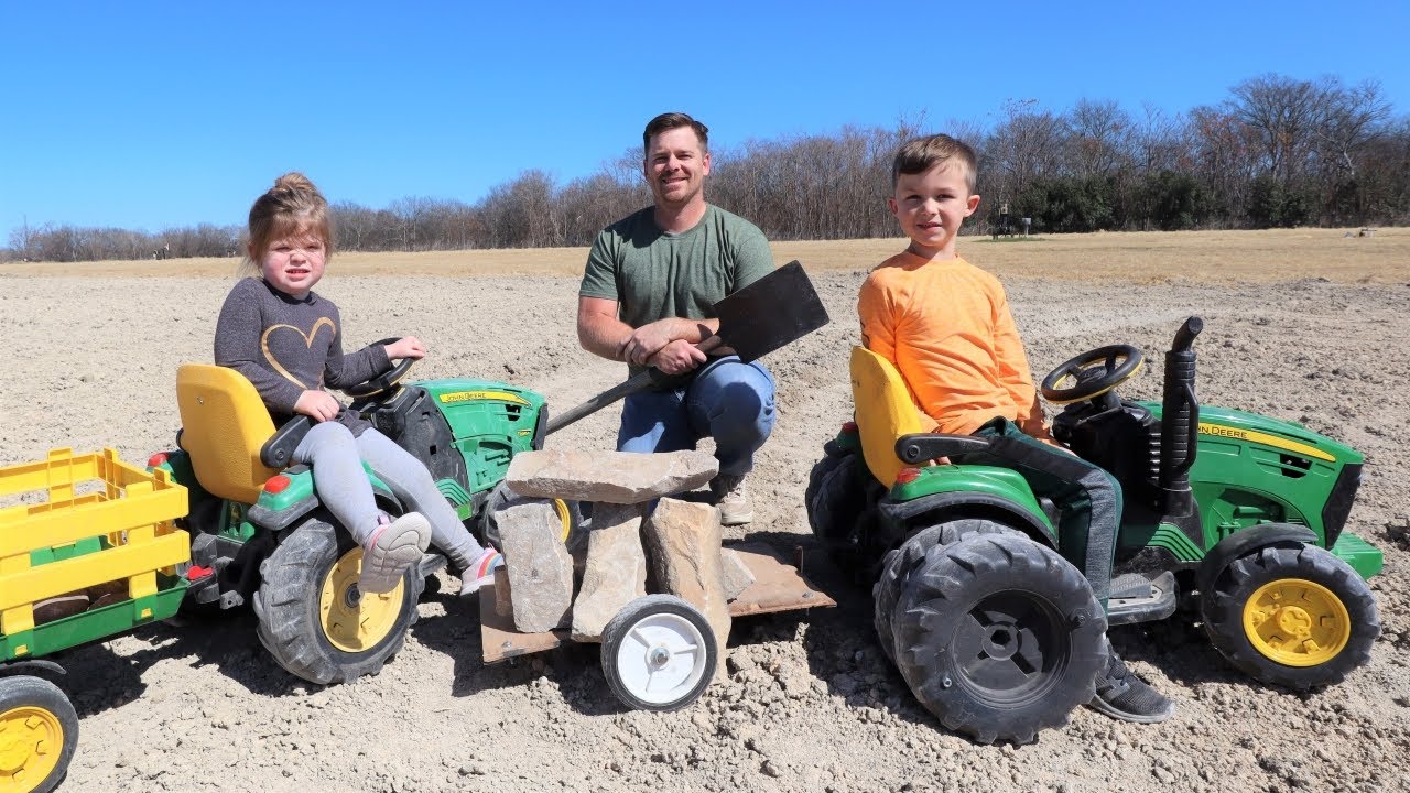 Playing with tractors in the rocks and dirt | Tractors for kids - YouTube
