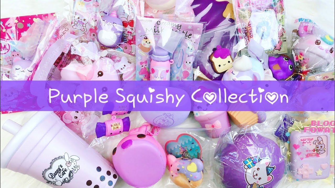 PURPLE SQUISHY COLLECTION Purple Lilac Squishy Haul Review - YouTube