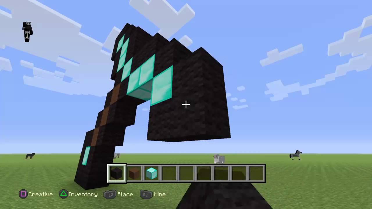Minecraft tutorial/how to build a diamond sword statue - YouTube