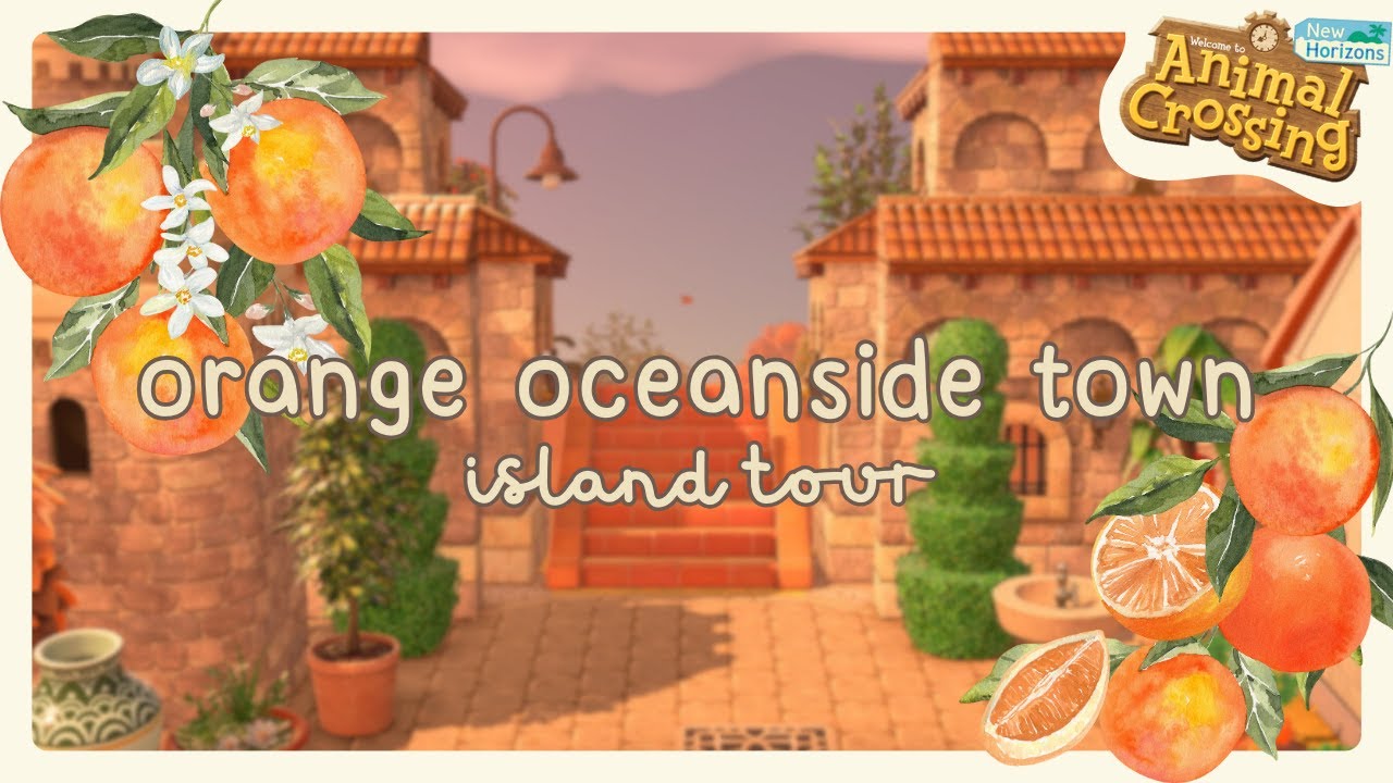 ORANGE OCEANSIDE TOWN | ACNH ISLAND TOUR - YouTube