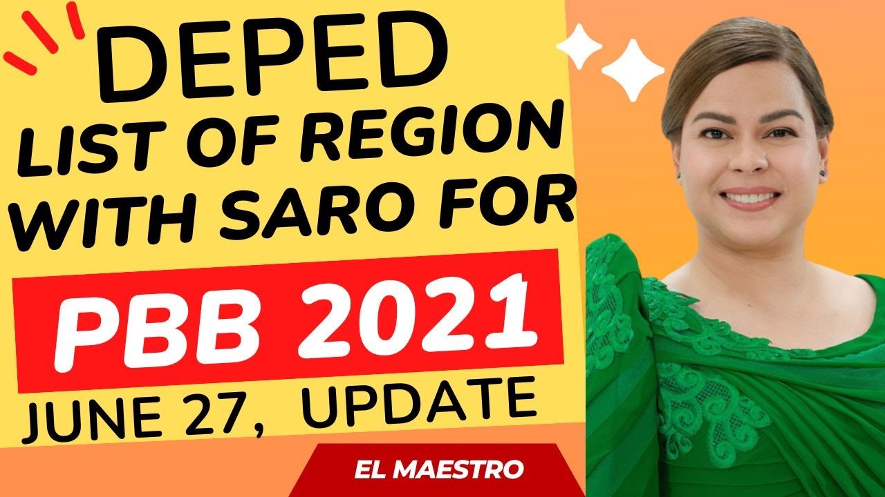 DEPED PBB 2021 SARO RELEASED JUNE 27, 2023 - YouTube