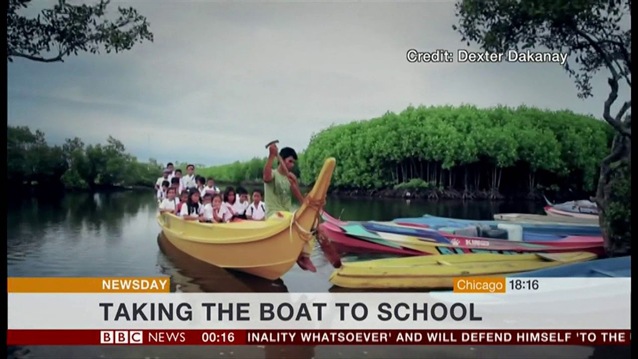 Taking boat to school instead of swimming (Philippines) - BBC News ...