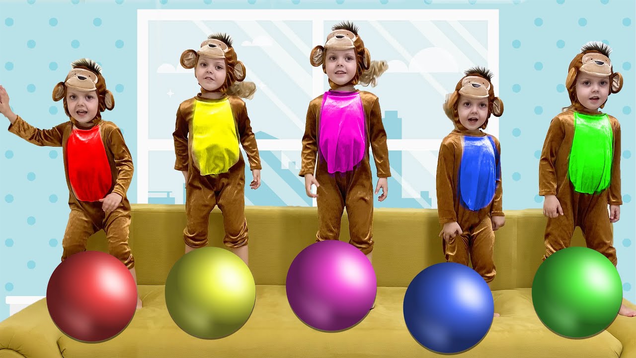 Five little monkeys | Kids Song | Learn numbers and colors - YouTube