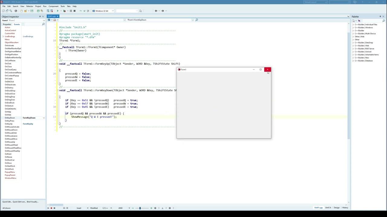 C Builder Detect Multiple Keyboard Buttons Pressed On A Form Youtube