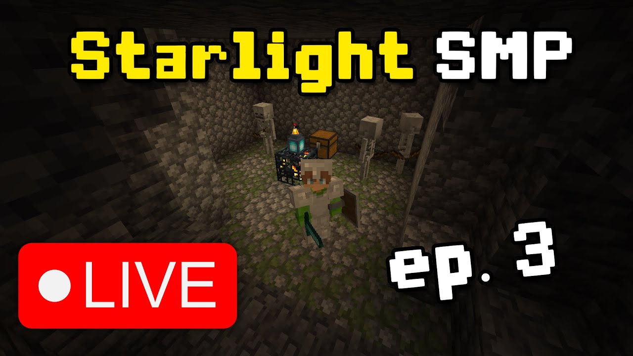 Starlight SMP #3 - Building a Skeleton xp farm - YouTube