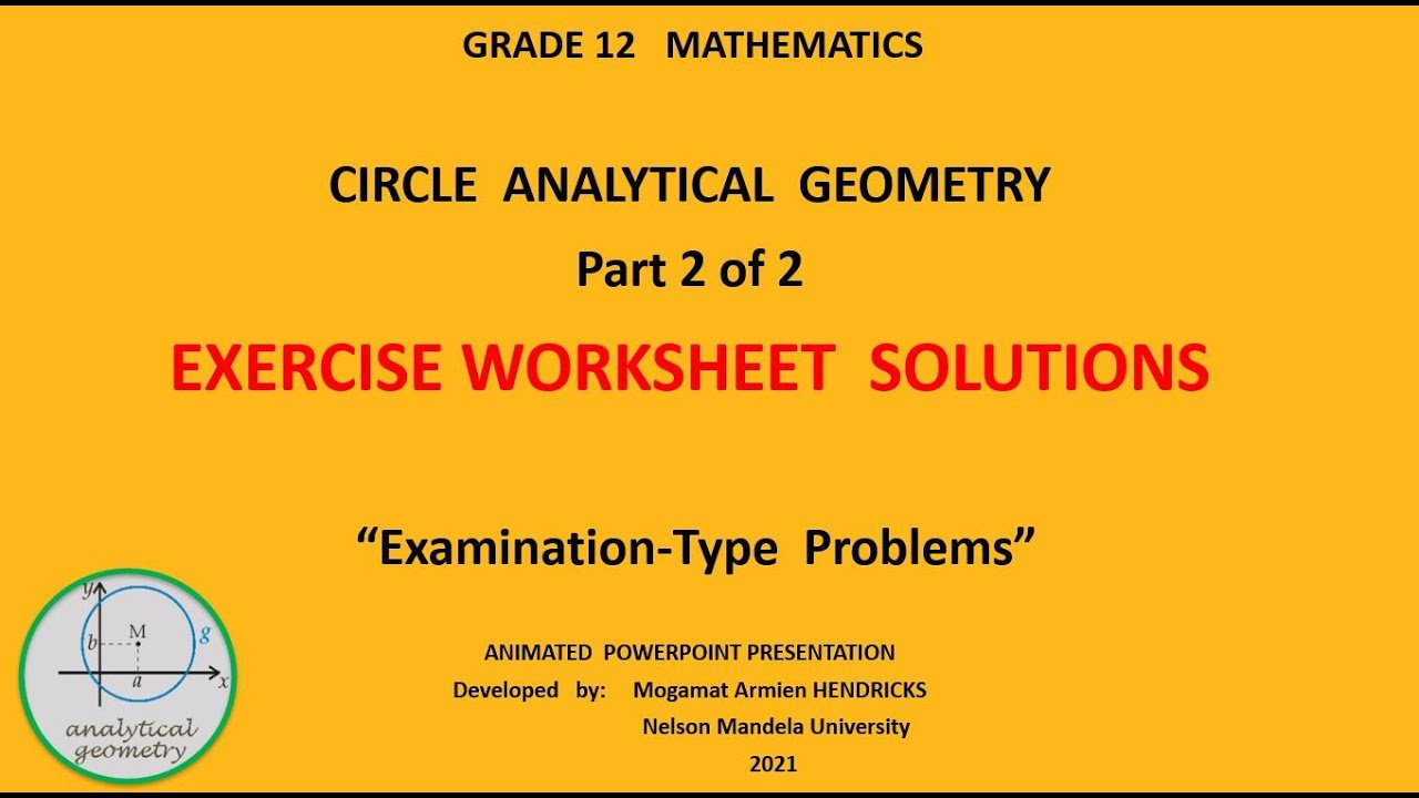 Analytical Geometry Worksheets Grade 11 Analytical Geometry Mixed
