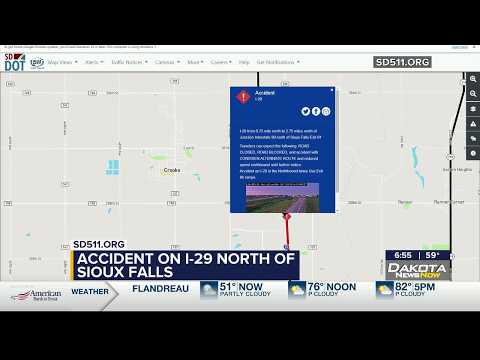 Stretch of I-29 closed due to accident north of Sioux Falls Monday