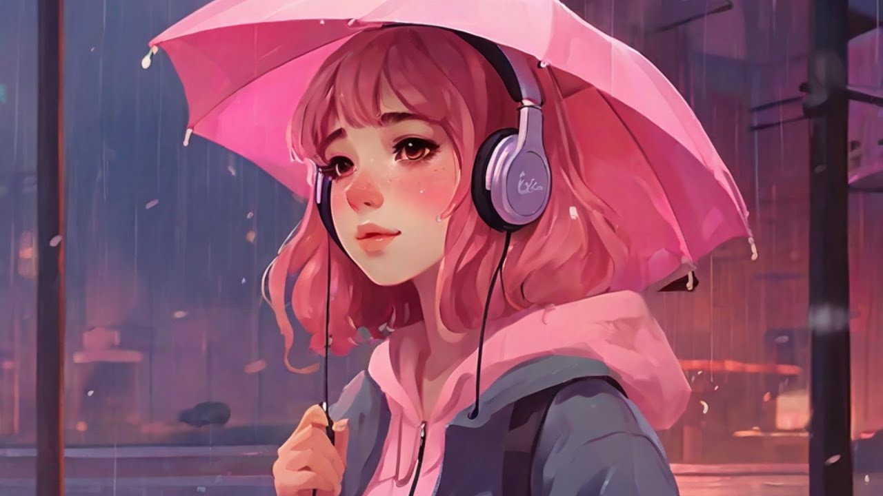 Pink Vibes Rain: Relaxing and Study Live with Music and Rain Sounds ...