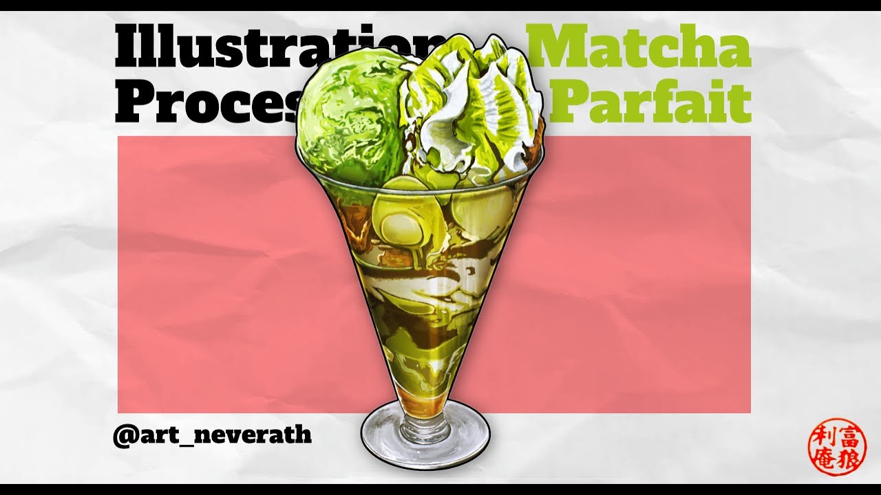 Food Illustration Process in Procreate – Matcha Parfait - YouTube