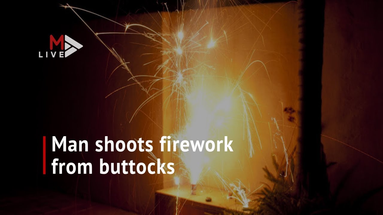 Fireworks aren't toys! Man shoots firework from rear - YouTube
