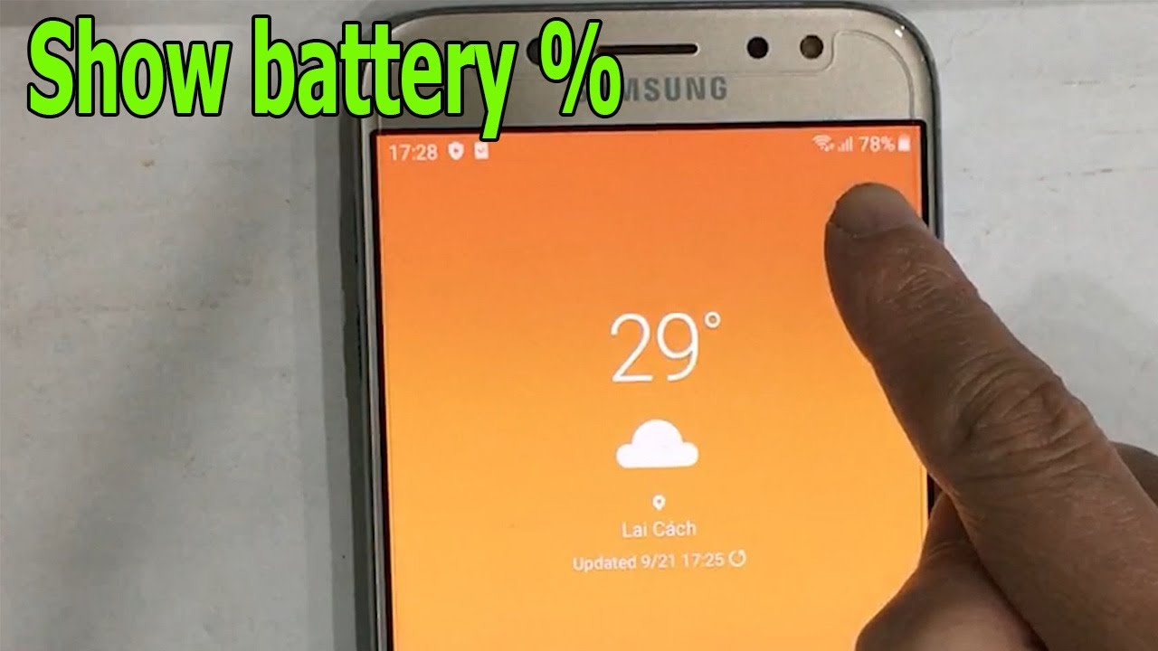 How to show battery percentage Samsung Galaxy J7 Pro - YouTube