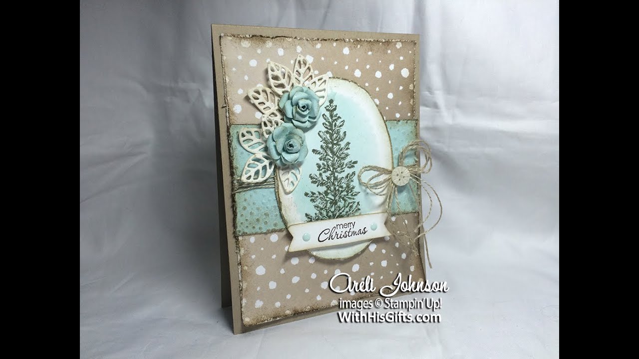 Craft With Me: Lovely As a Tree Shabby Chic Christmas Card - YouTube