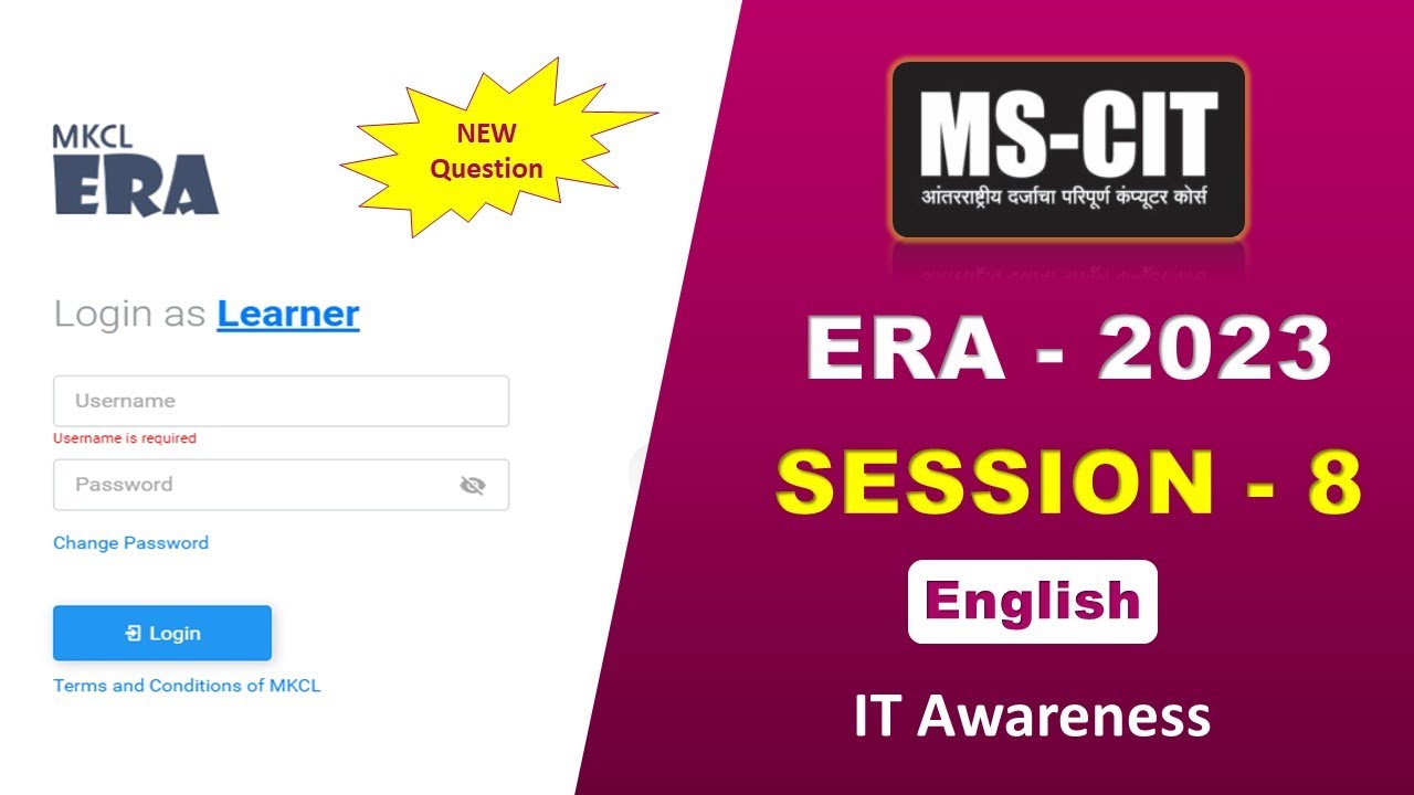 MS-CIT ERA Session – 8 English | mscit IT Awareness era session – 8 ...