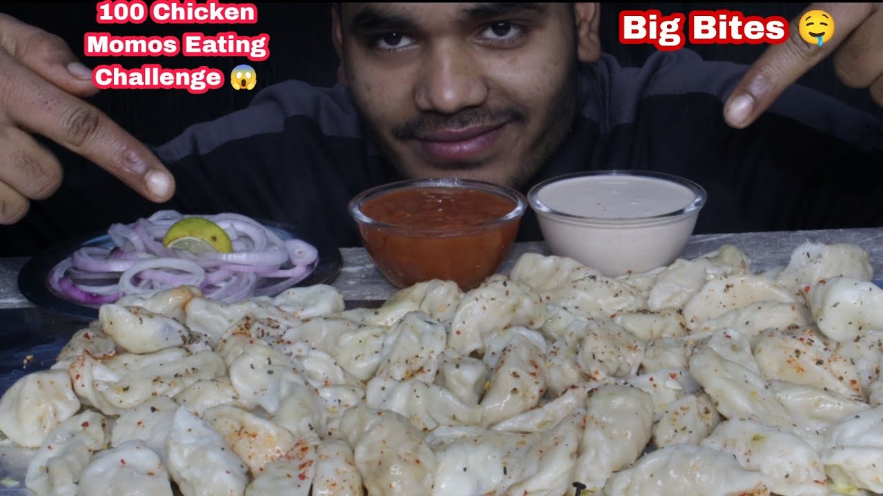 100 CHICKEN MOMOS & PANEER MOMOS 🥟 EATING CHALLENGE | BIG BITES ...