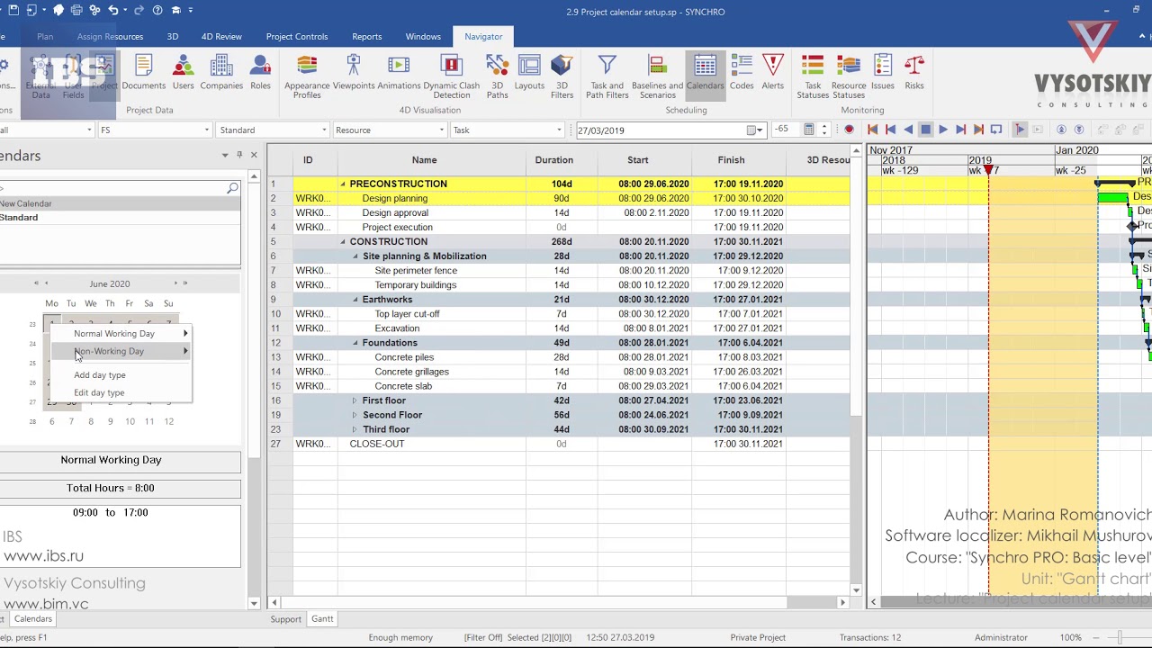 [Synchro PRO Basic] Project calendar setup - YouTube