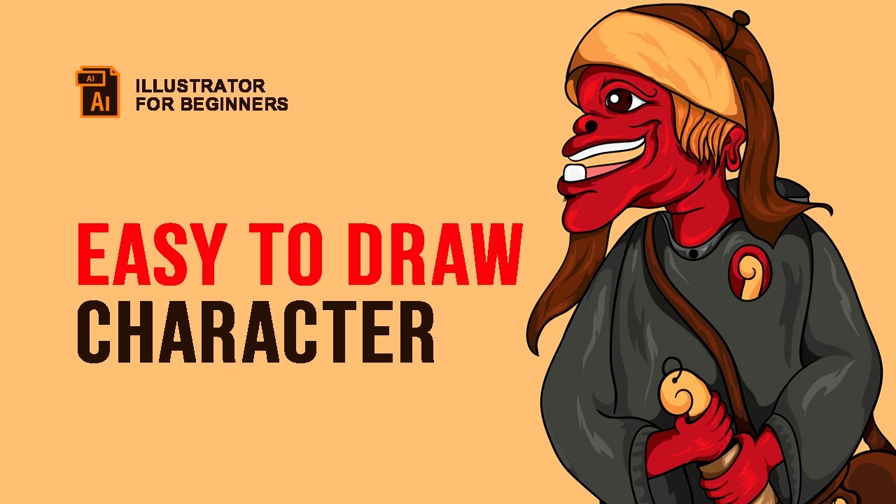 Design Character Drawing Vector Wayang Cepot - Adobe Illustrator - YouTube