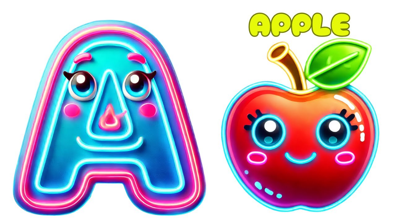ABC Phonics Song (3D Neon Glowing - Style) | Fun Alphabet Song for Kids ...