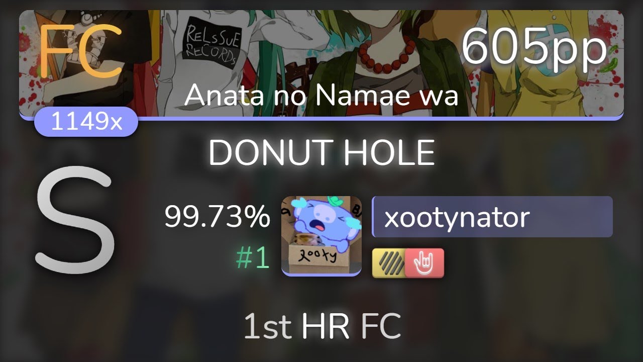 xootynator | Rib - DONUT HOLE [Anata no Namae wa] 1st +HDHR FC 99.73% ...