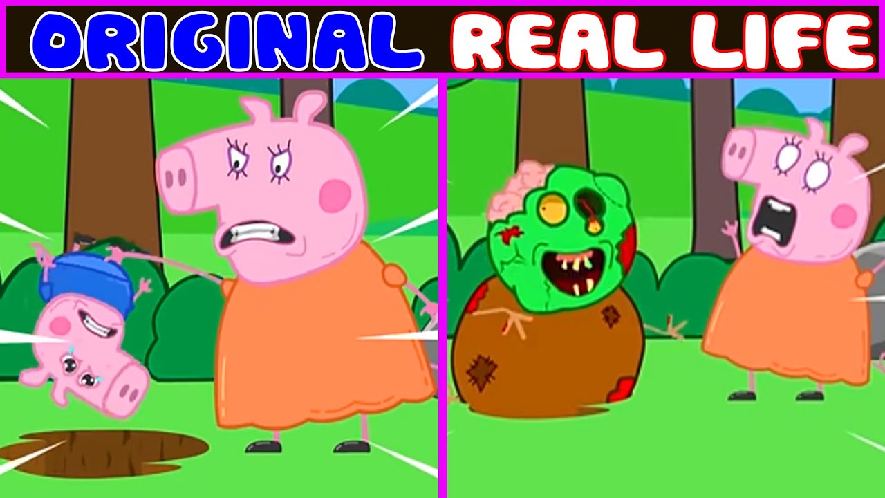 George Pig Become Scary Zombie!!! - Peppa Pig Original vs Real life ...