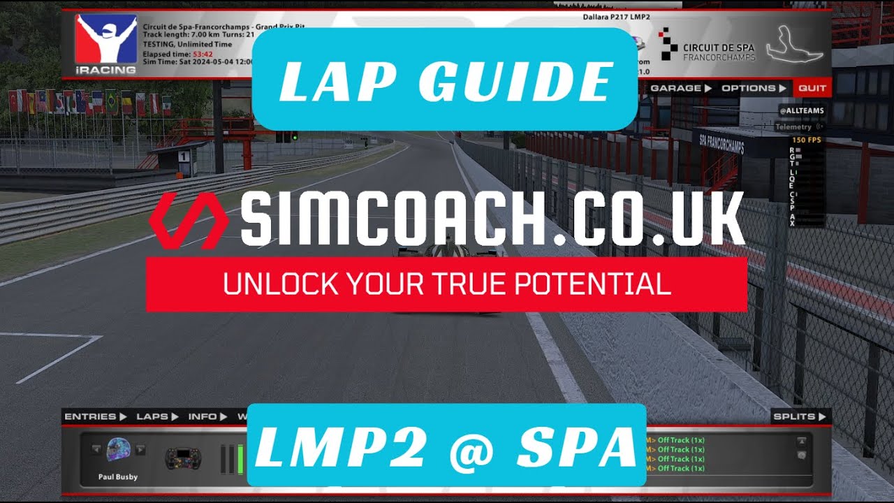 SimCoach (Paul Busby) - LMP2 SPA Lap Guide iRacing - YouTube