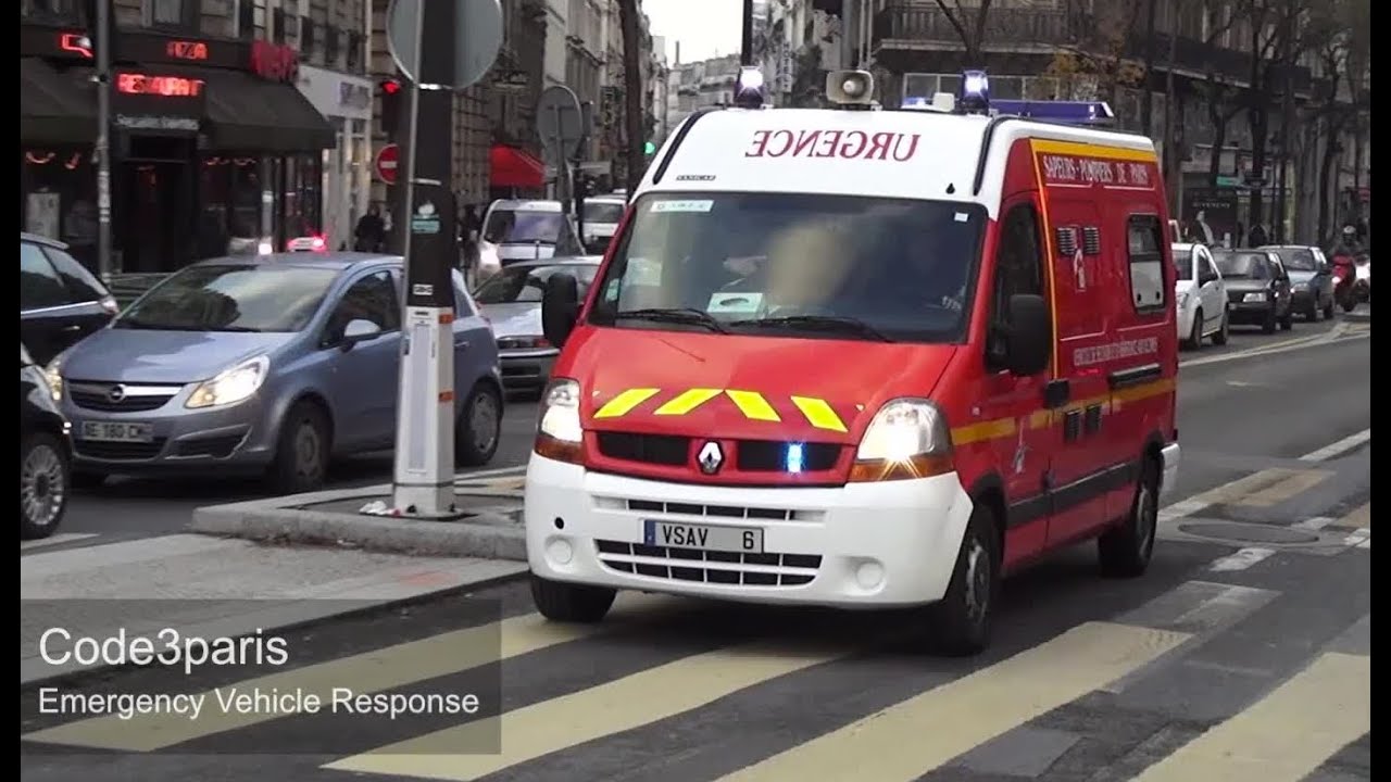 BSPP VSAV 6 - CS Château d'eau // Paris Fire Dept. Ambulance - YouTube