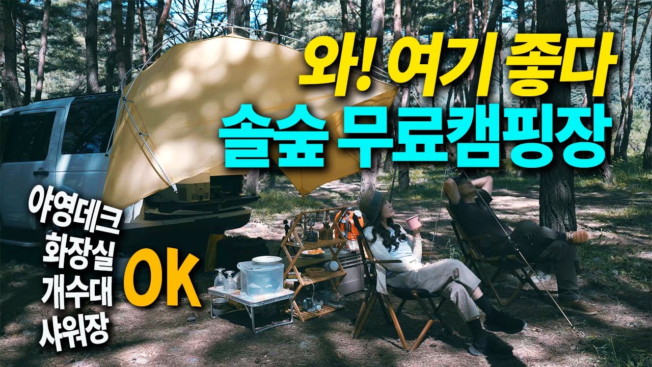 유료로 운영하던 솔숲 캠핑장 무료개방 야영데크 화장실 개수대 샤워까지 가능 노지차박지 차박캠핑 디스커버리4 차박