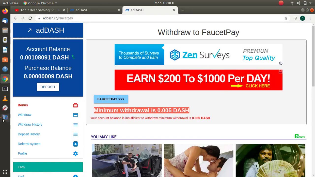 Earn DASH just by viewing advertisements || Surf and free DashCoin ...