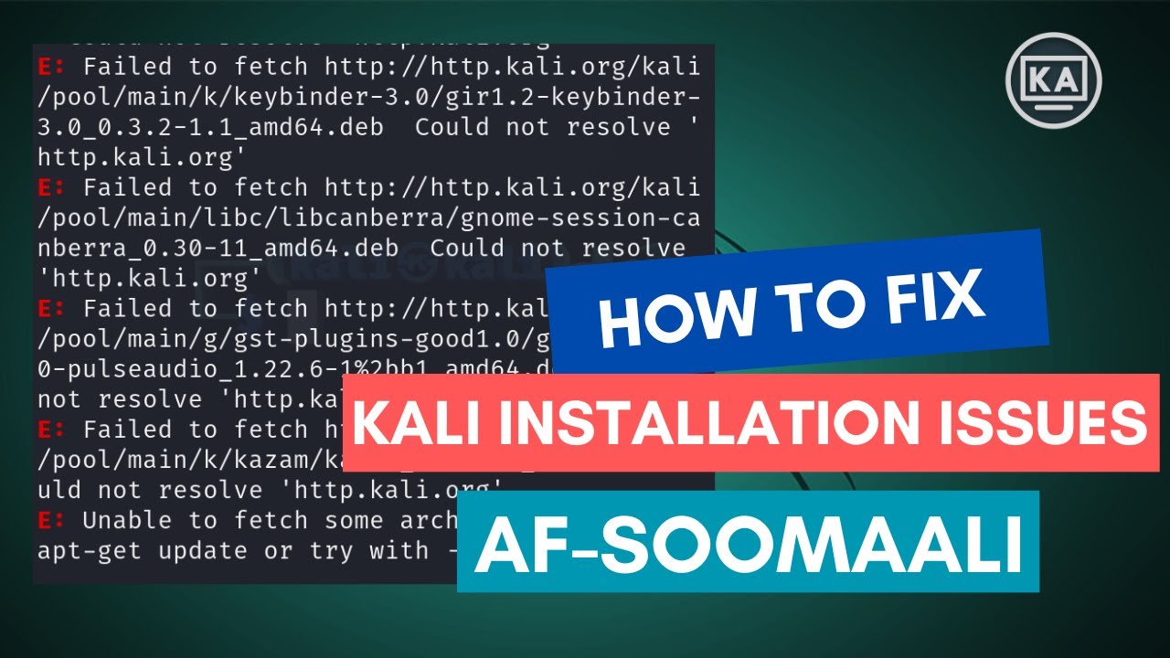 Kali Linux network & installation Issues | Sida loo xaliyo ciladaha ...