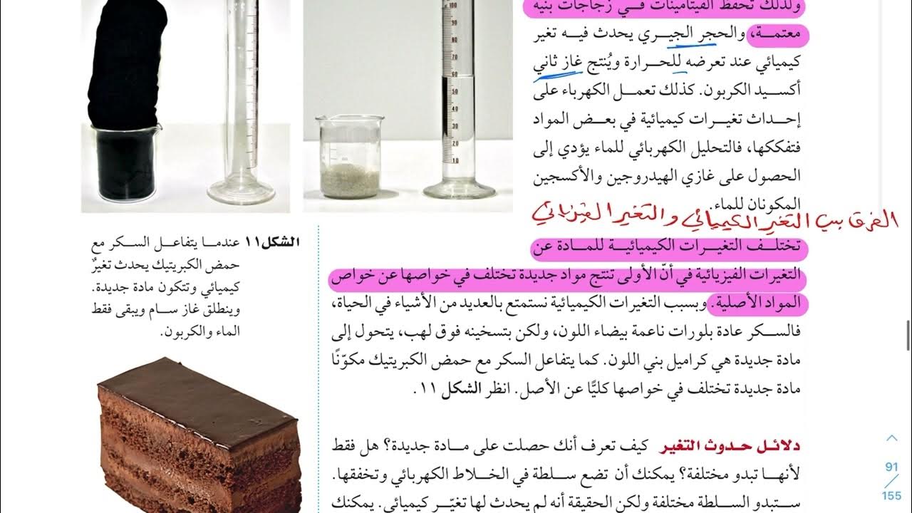 شرح درس الخواص والتغيرات الكيميائية علوم أول متوسط Youtube