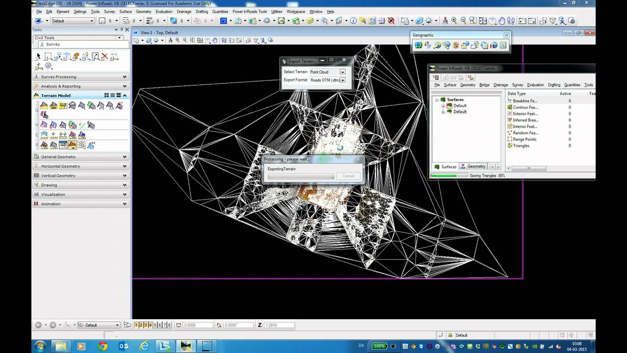 Indlæsning af punktsky i surface modul Inroads - YouTube