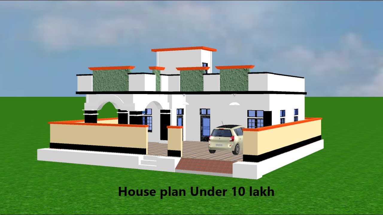 2 Bedroom House plan Under 10 lakh, 40 By 40 House Design With Car ...