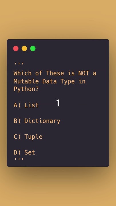 Which of the following is NOT a mutable data type in Python? #2024 # ...