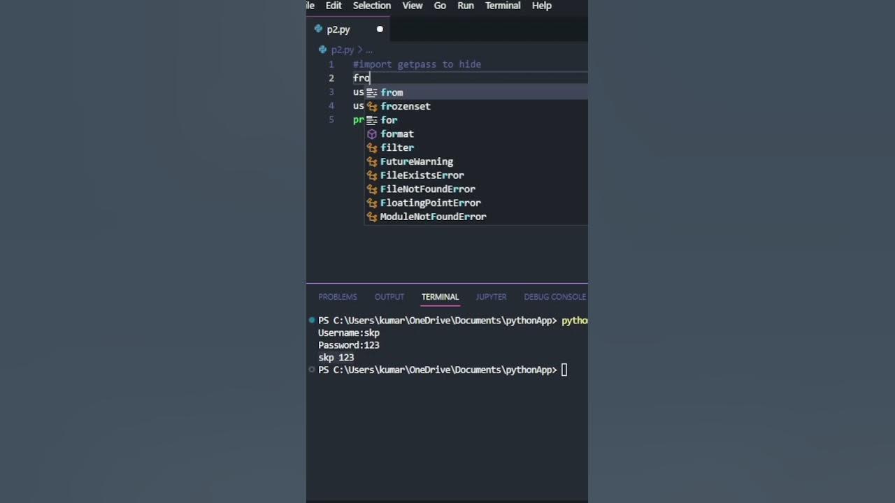 How To Hide User Input In Python Python Programming Coding Youtube
