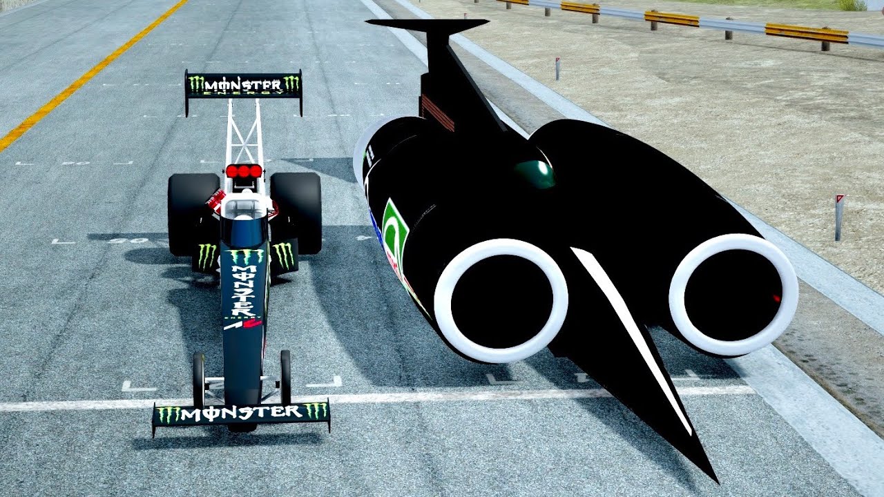 SSC Thrust Fastest Car In The World vs Formula DS - Drag Race 10 KM ...