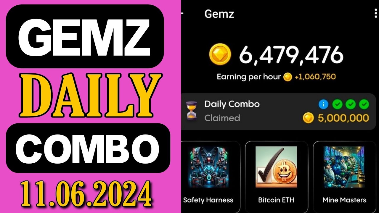 GEMZ COIN DAILY COMBO | 11.06.2024 | GEMZ COIN AIRDROP - YouTube