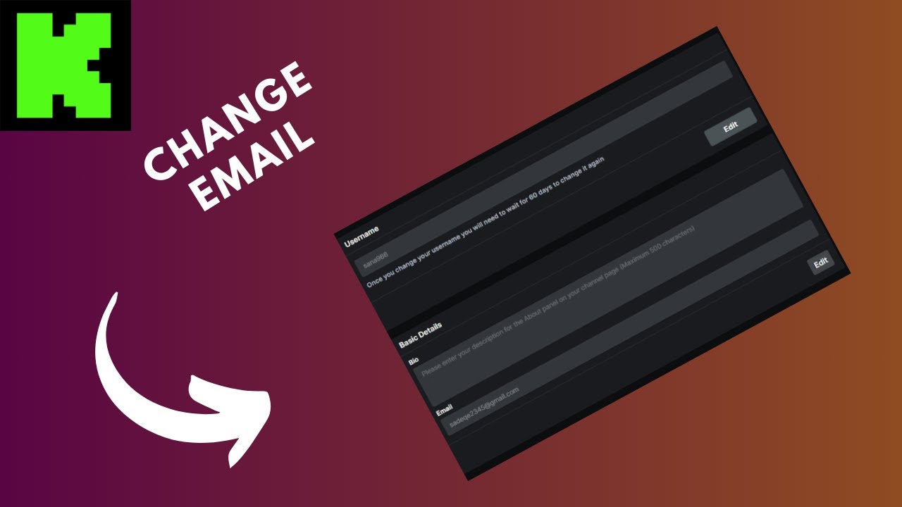 how to change email on kick - YouTube