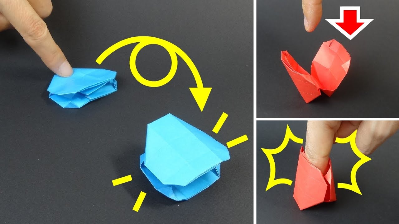 折り紙おもちゃ「もっと！恐怖の貝」 Origami Toy "More Dangerous Shell" - YouTube