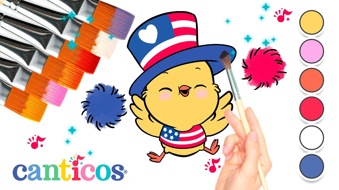 🎨🐥How to Draw A Cute Pollito🗽USA Independence Special🥳Aprende a Dibujar ...