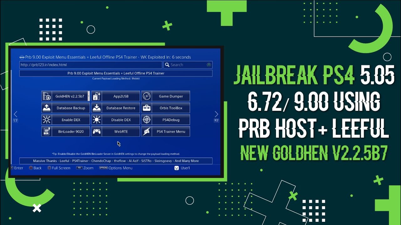 Jailbreak PS4 5.05/6.72/9.00 Using PRB Host Exploit Menu Essentials ...